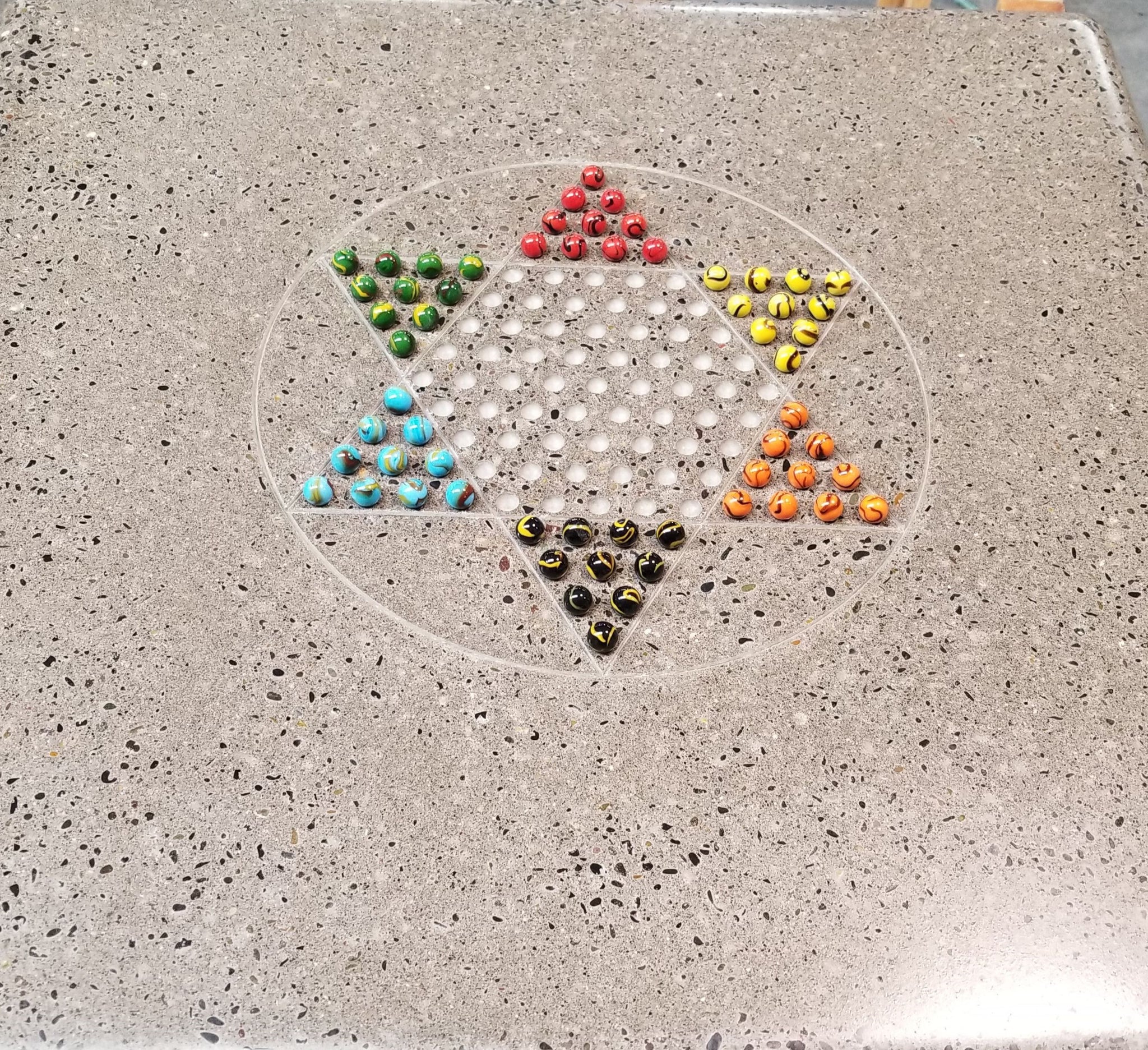 Stone Age Concrete Chinese Checkers Table